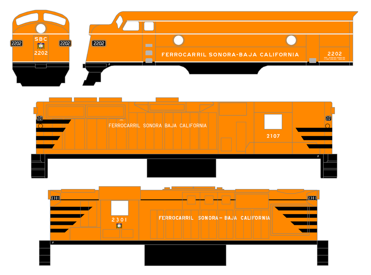 FC Sonora Baja California Diesel Locomotive White and Black - Decal ...