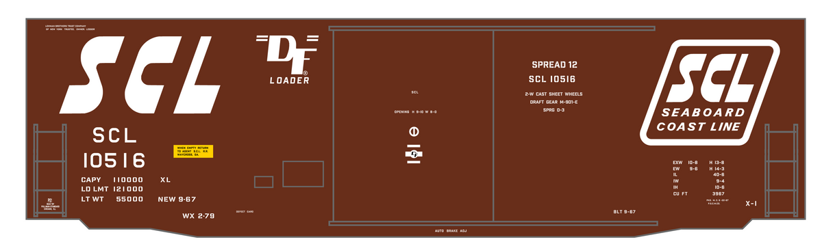 Seaboard Coast Line 40 Ft Steel Boxcar White - Decal - Choose Scale ...