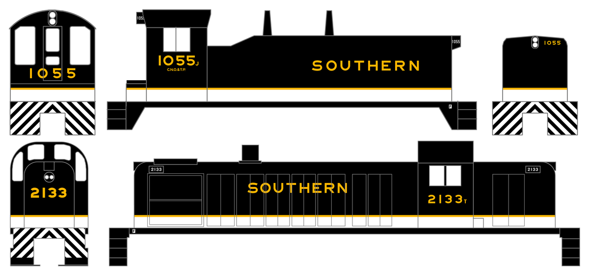 Southern Railway Switcher Diesel Locomotive Gold Black Scheme - Decal ...