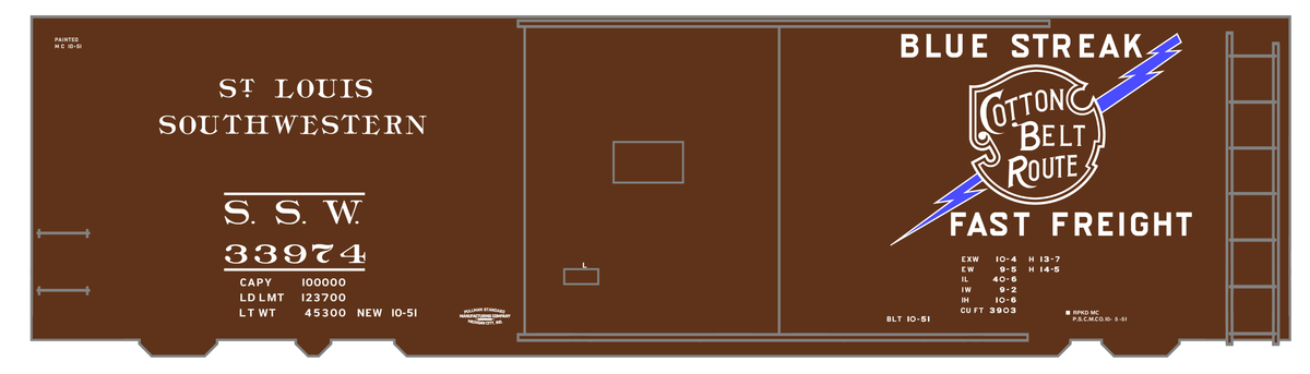 Cotton Belt 40 Ft Boxcar White St.L.&SW. - Decal - Choose Scale – K4 ...