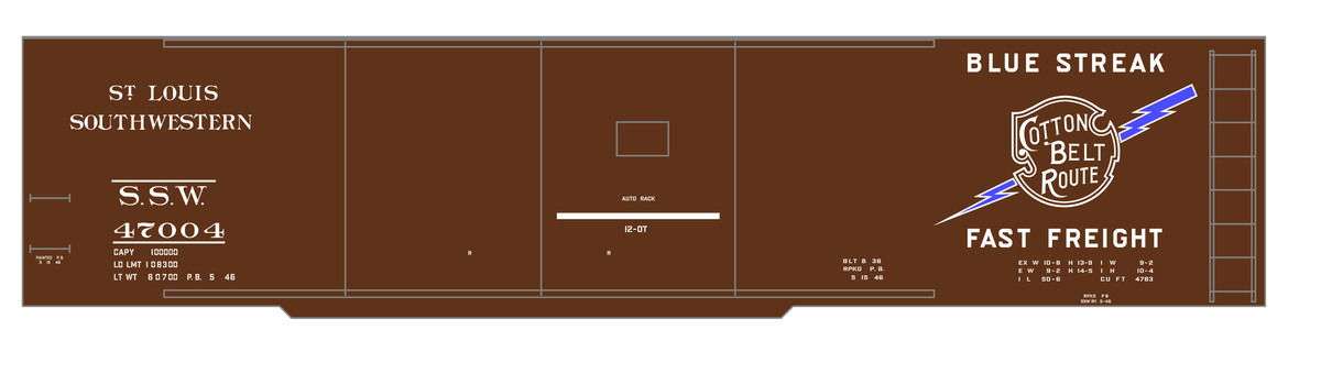 Cotton Belt 50 Ft Auto Boxcar White - Decal - Choose Scale – K4 Decals ...