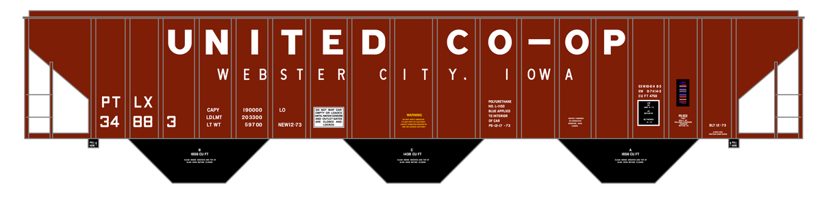 United Co-Op PS-2CD Covered Hopper White Webster City, Iowa - Decal ...