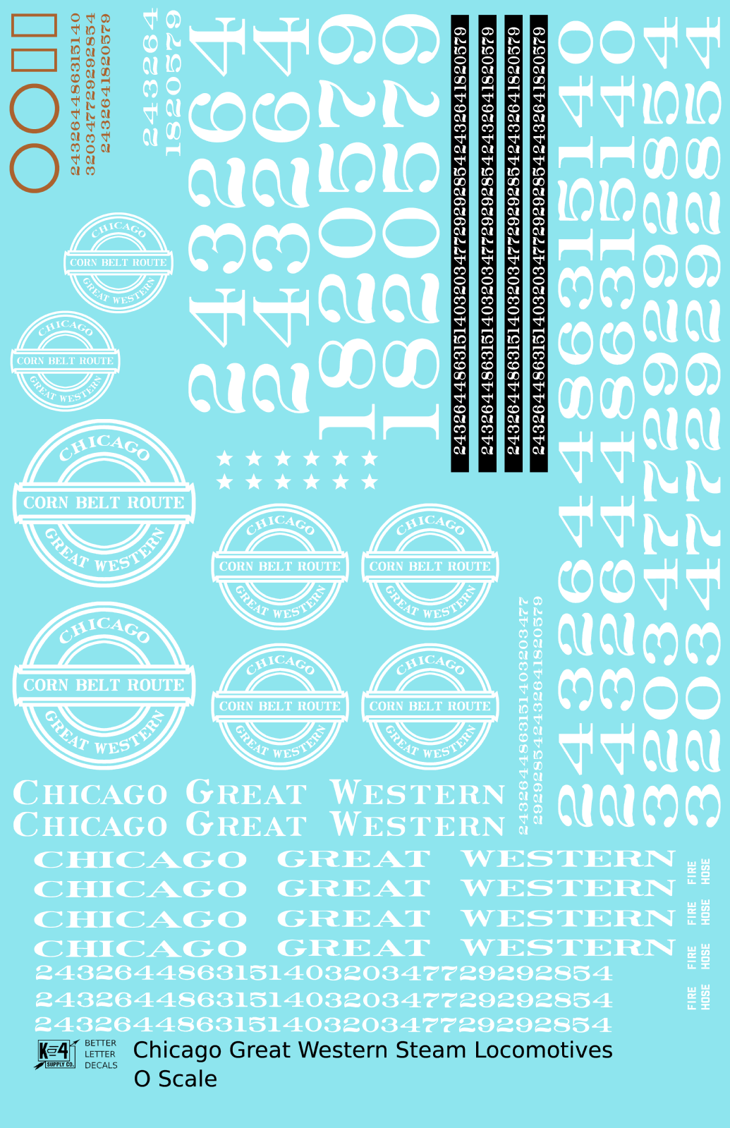 Chicago Great Western Steam Locomotive White - Decal - Choose Scale ...