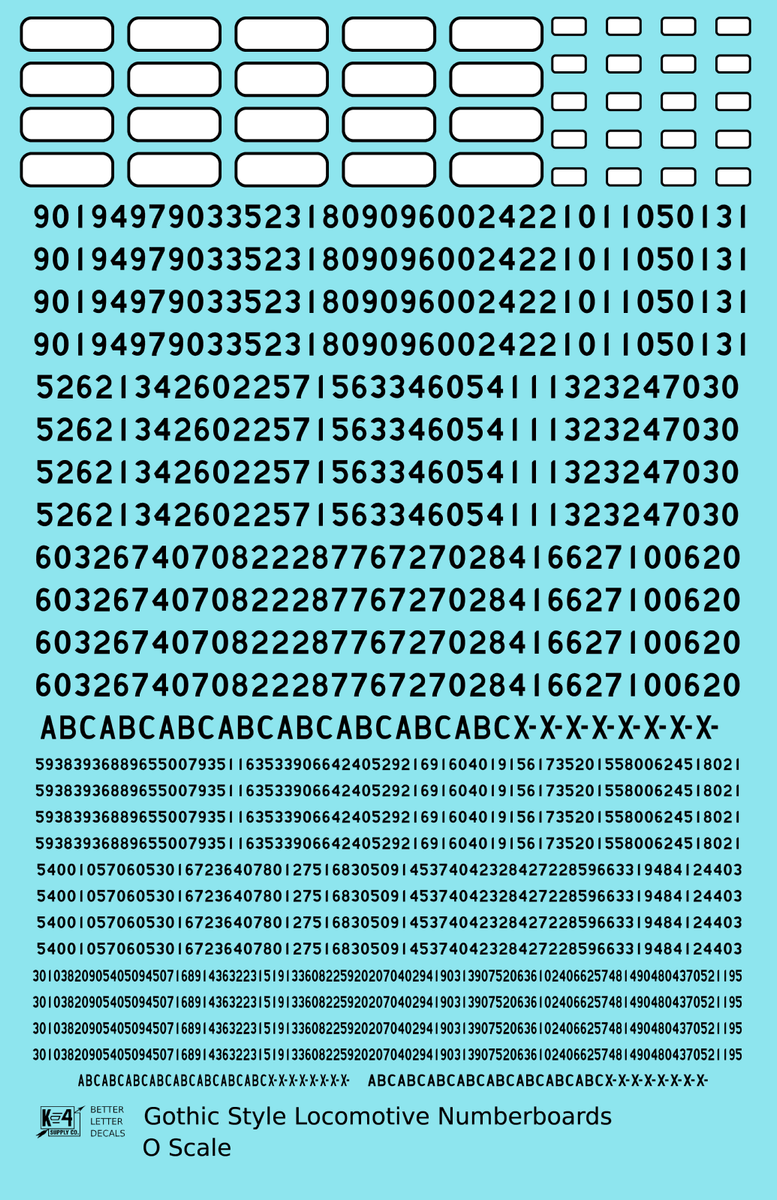 Gothic Locomotive Number Board Numbers Black Numberboard - Decal - Cho ...