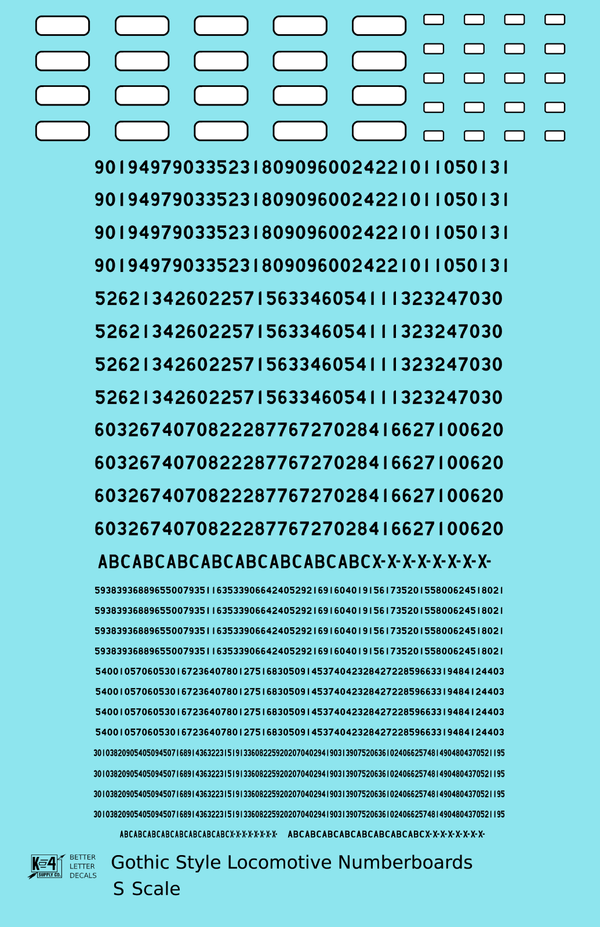 Gothic Locomotive Number Board Numbers Black Numberboard - Decal - Cho ...