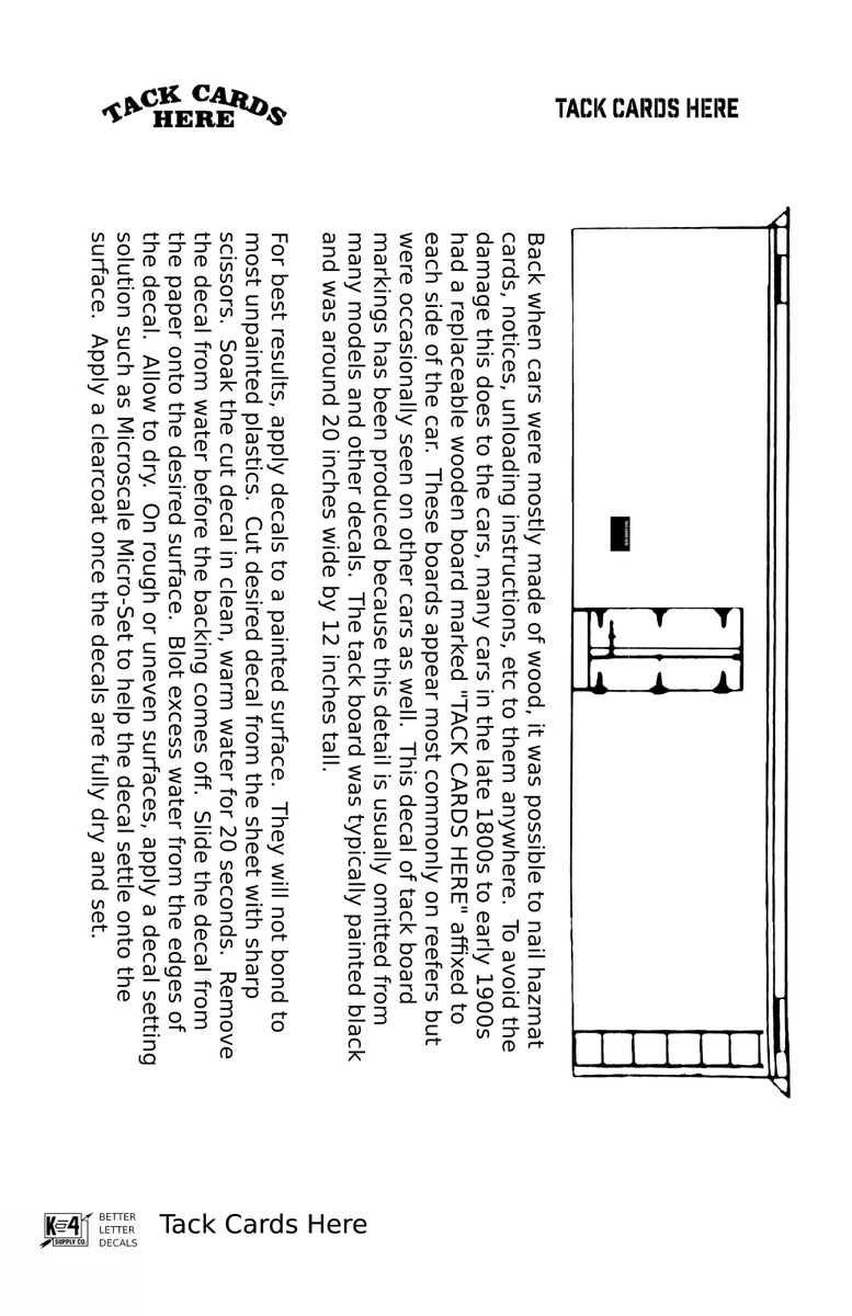 Tack Cards Here Markings White - Decal - Choose Scale – K4 Decals ...