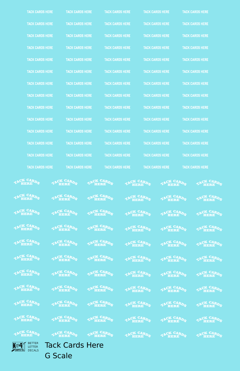 Tack Cards Here Markings White - Decal - Choose Scale – K4 Decals ...